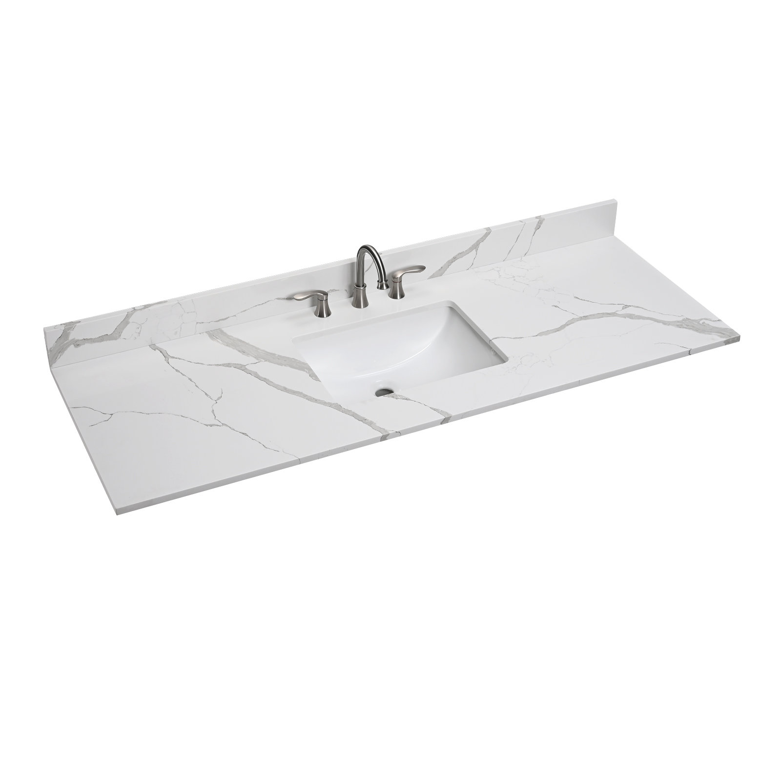 PROOX 60'' Quartz Vanity Top with Sink Faucet Holes | Wayfair