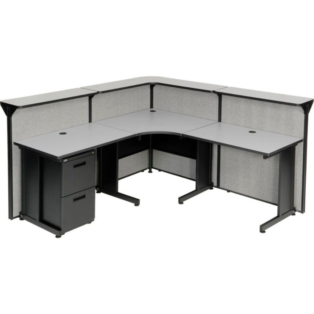Interion L-Shaped Reception Station, 80"W X 80"D X 44"H, Grey Counter ...
