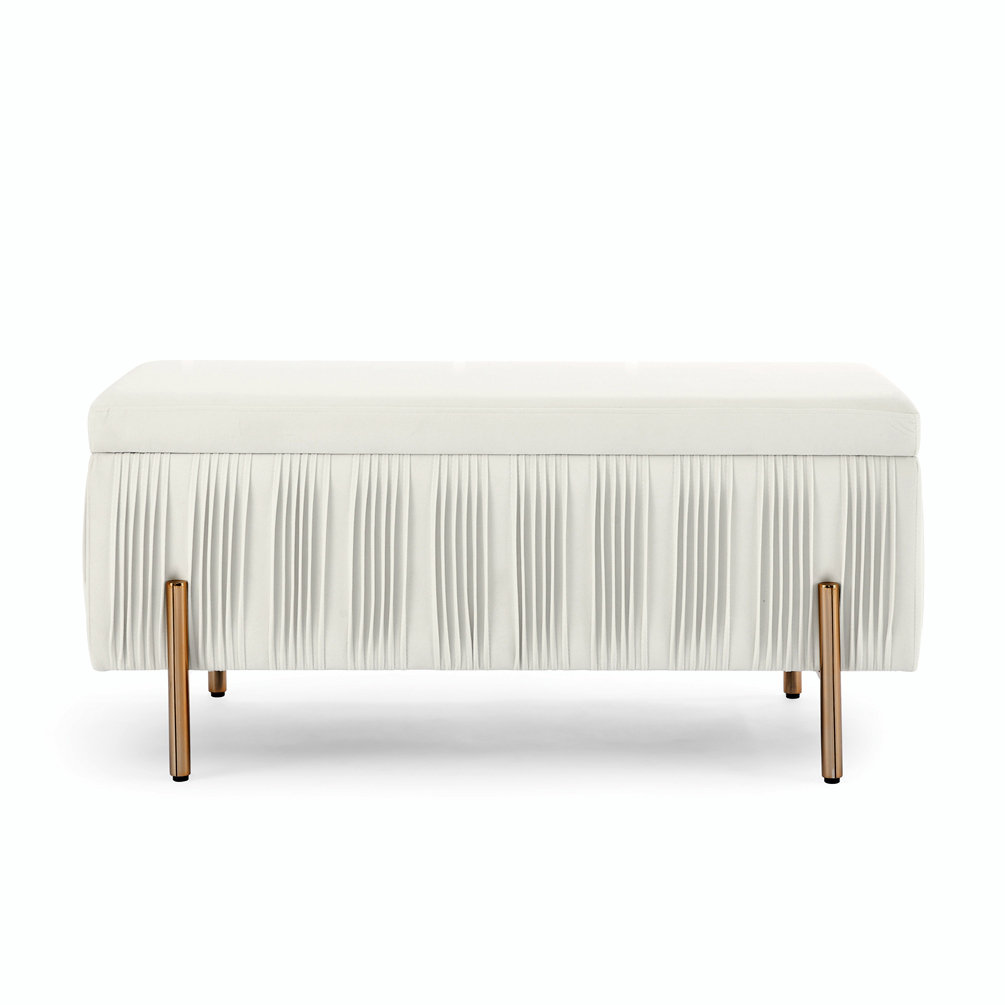 Mercer41 Nikeyia Velvet Storage Bench with Cedar Wood Veneer & Reviews ...