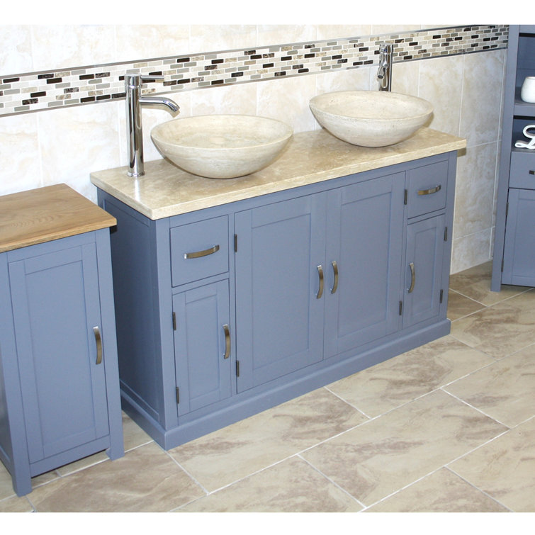 August Grove Solid Beech Ottowa 1230mm Free-standing Double Vanity ...