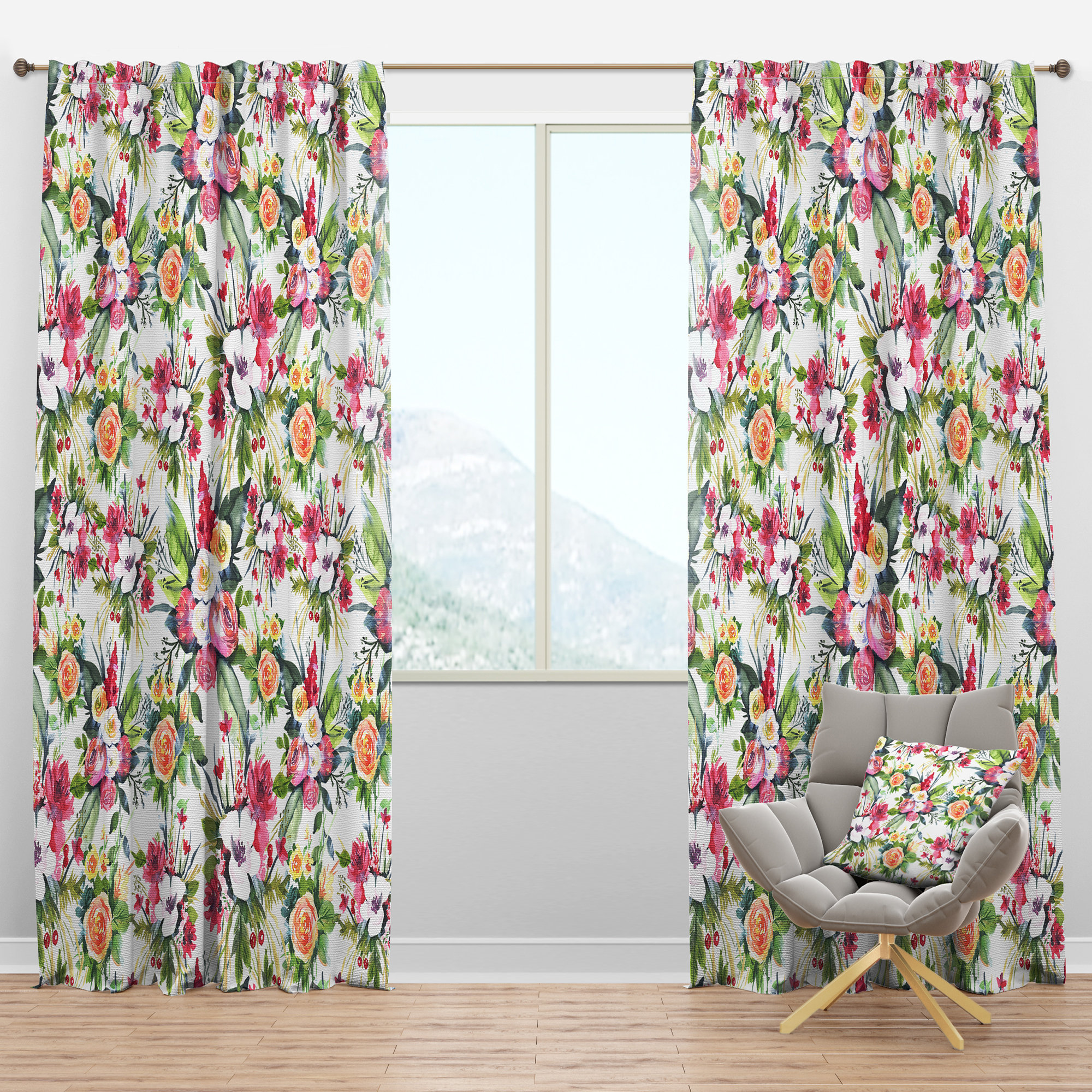 DesignArt Semi Sheer Single Curtain Panel Panel | Wayfair