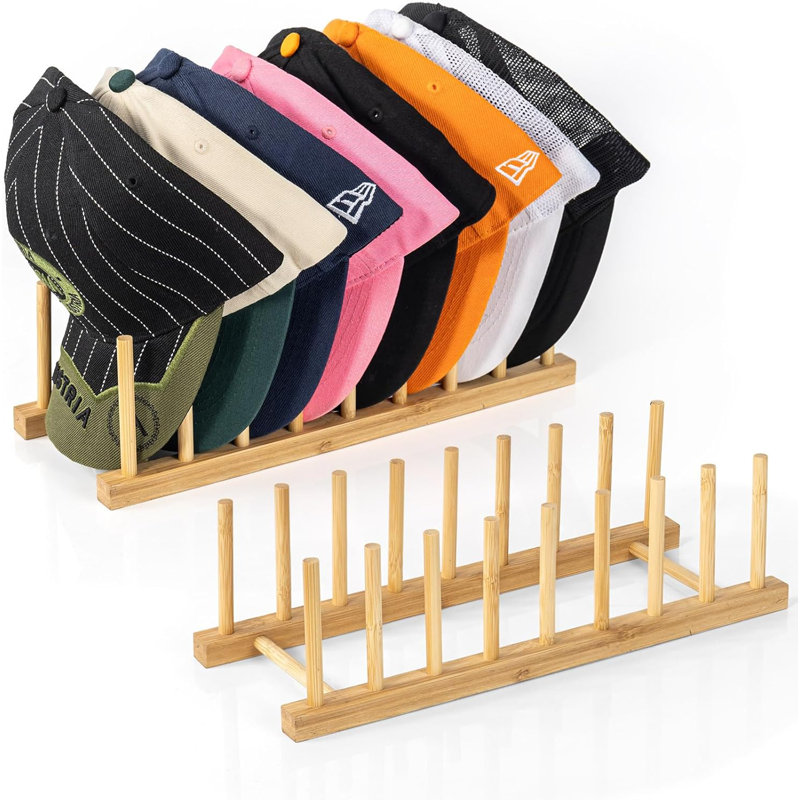 Foundry Select Bamboo Hat Organizer For Baseball Caps 2 Packs,Natural ...