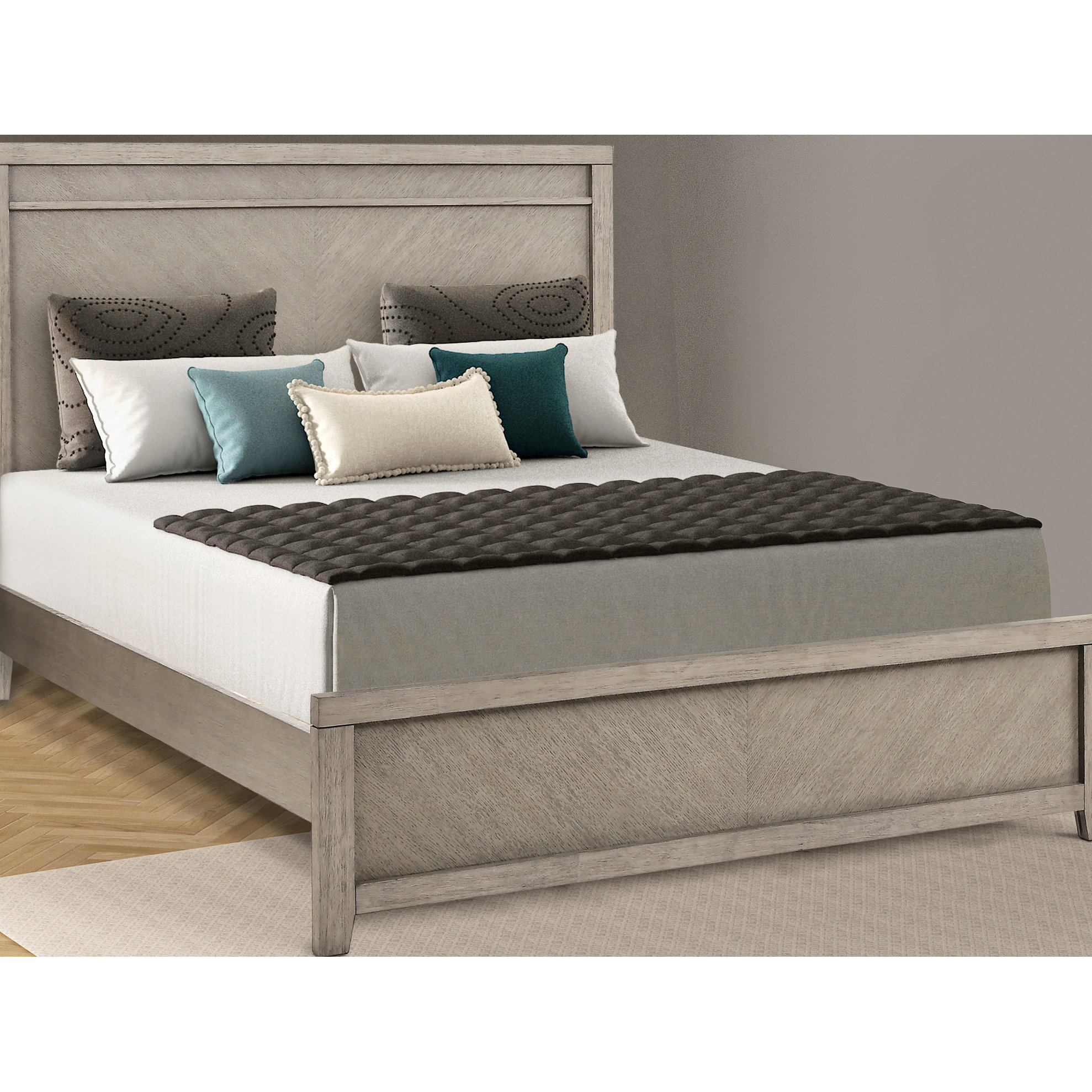 Latitude Run® Gray Bed With Elegant Ash Veneers And Robust Rubberwood ...