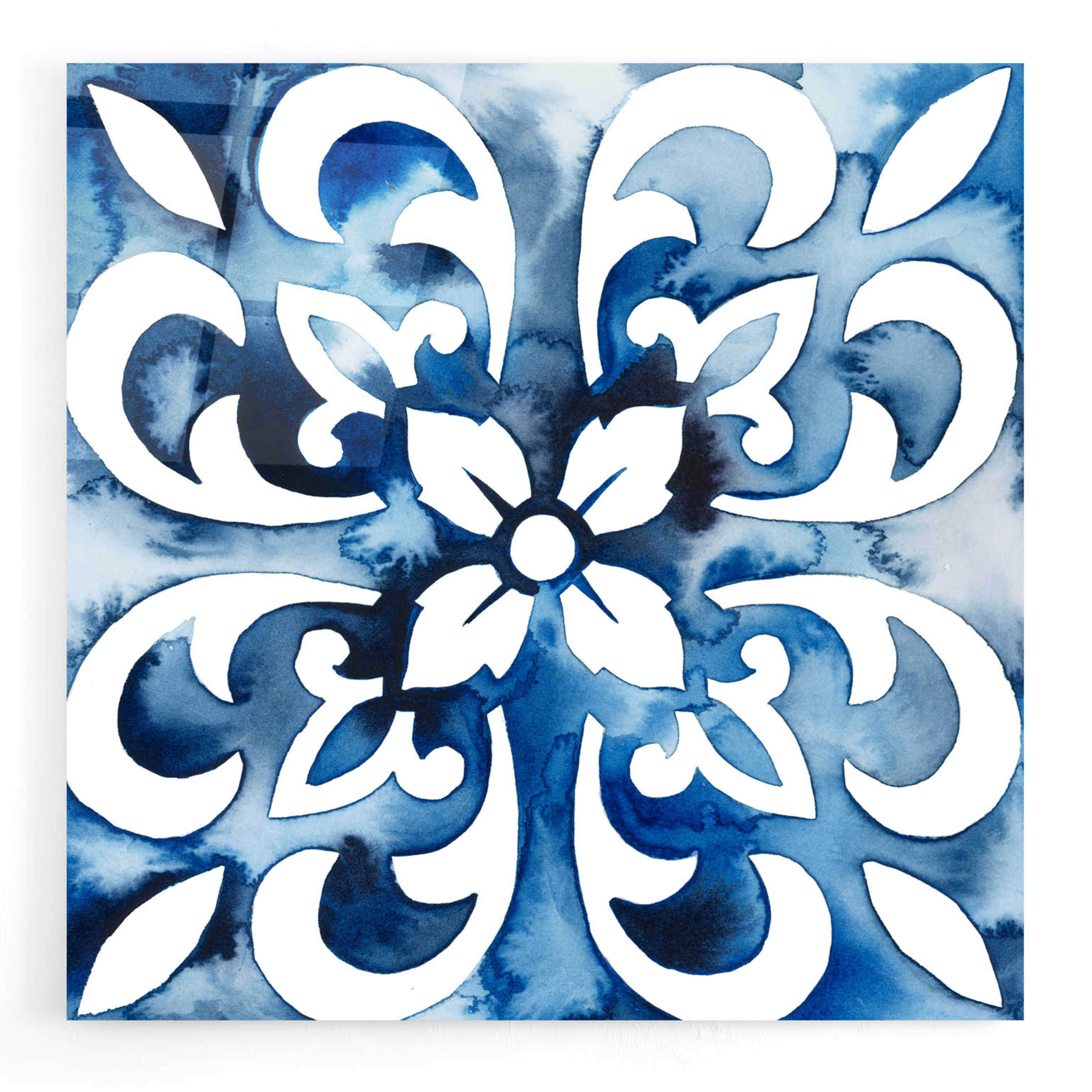 Bungalow Rose Cobalt Tile II - Unframed Painting | Wayfair