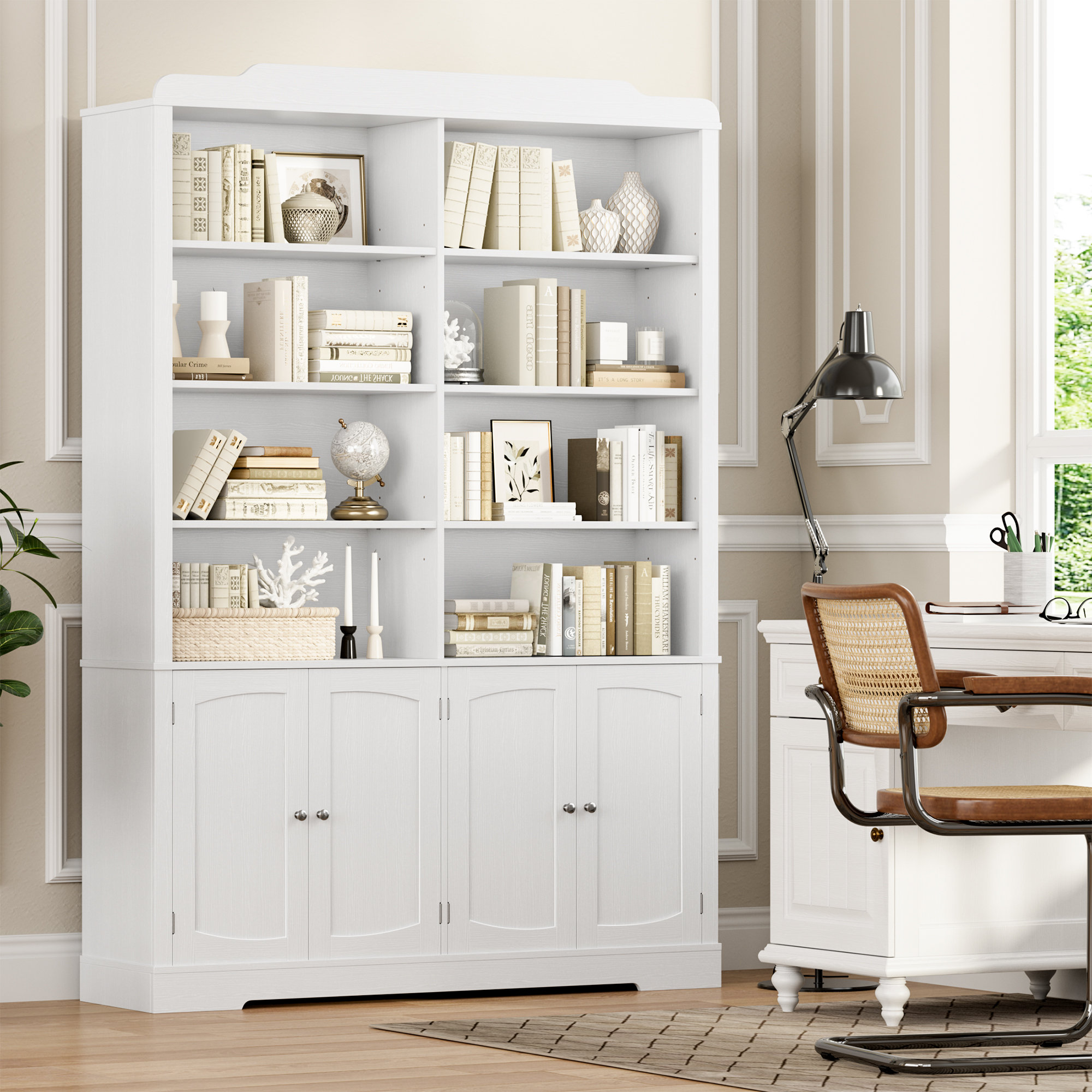 Latitude Run® Ariel 73.1"H Bookcase With Cabinets, Freestanding Cabinet ...