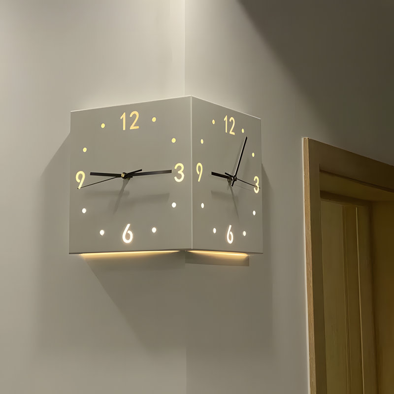 Ebern Designs Yulita Sound and Darkness Activated Iron Corner Clock ...
