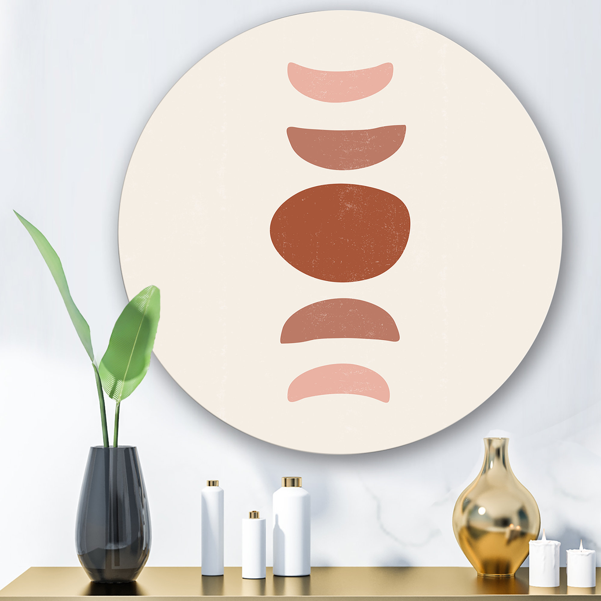 East Urban Home Minimal Moon Phases - Modern Metal Circle Wall Art ...