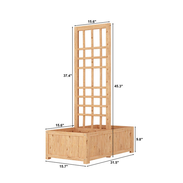 Arlmont & Co. Wood Planter Raised Garden Bed With Trellis, 45 Inch ...