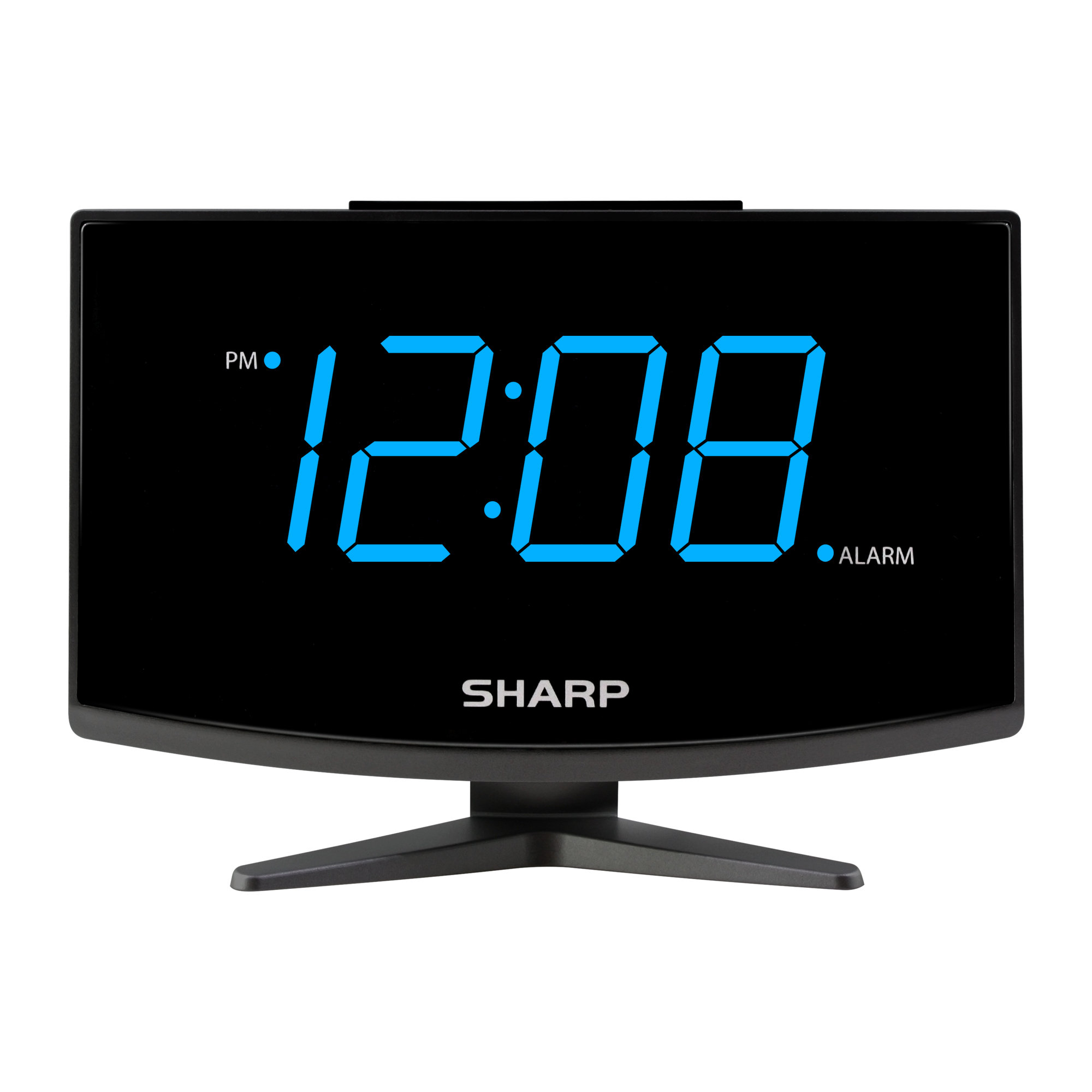 Sharp Digital Alarm Clock, Large Display, FastCharge 2 Amp USB, Blue ...