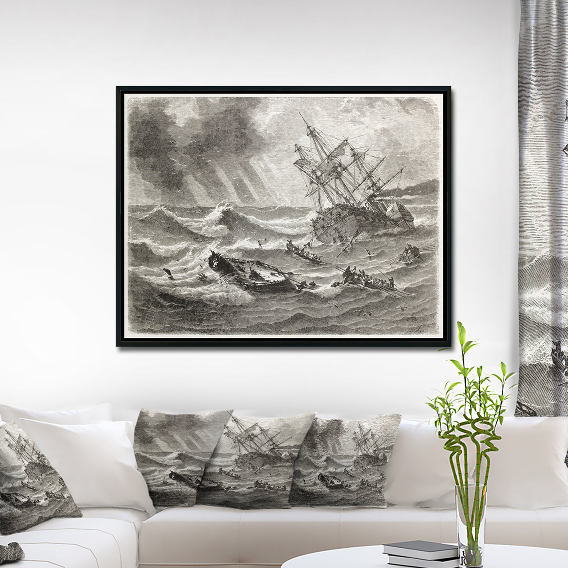 East Urban Home 'Vintage Shipwreck' Framed Graphic Art Print on Wrapped ...