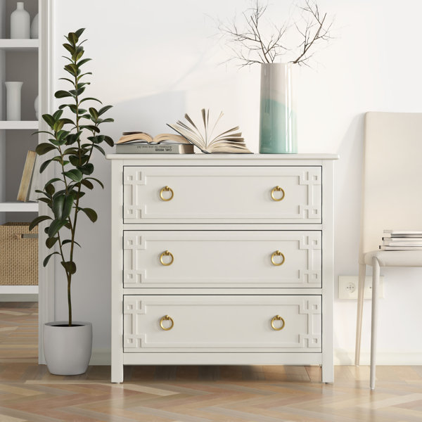 Breakwater Bay Farmhouse White 3-Drawer Dresser, Fully-Assembled French ...