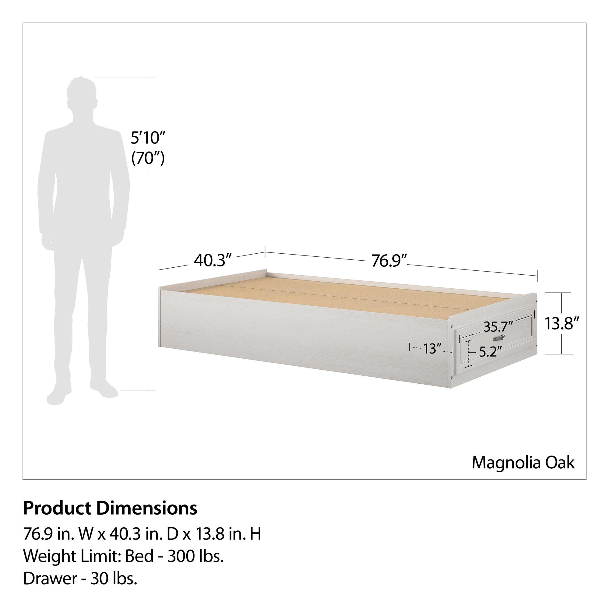 Ameriwood Home Hillview Twin Platform Bed with Storage Drawer, Ivory ...