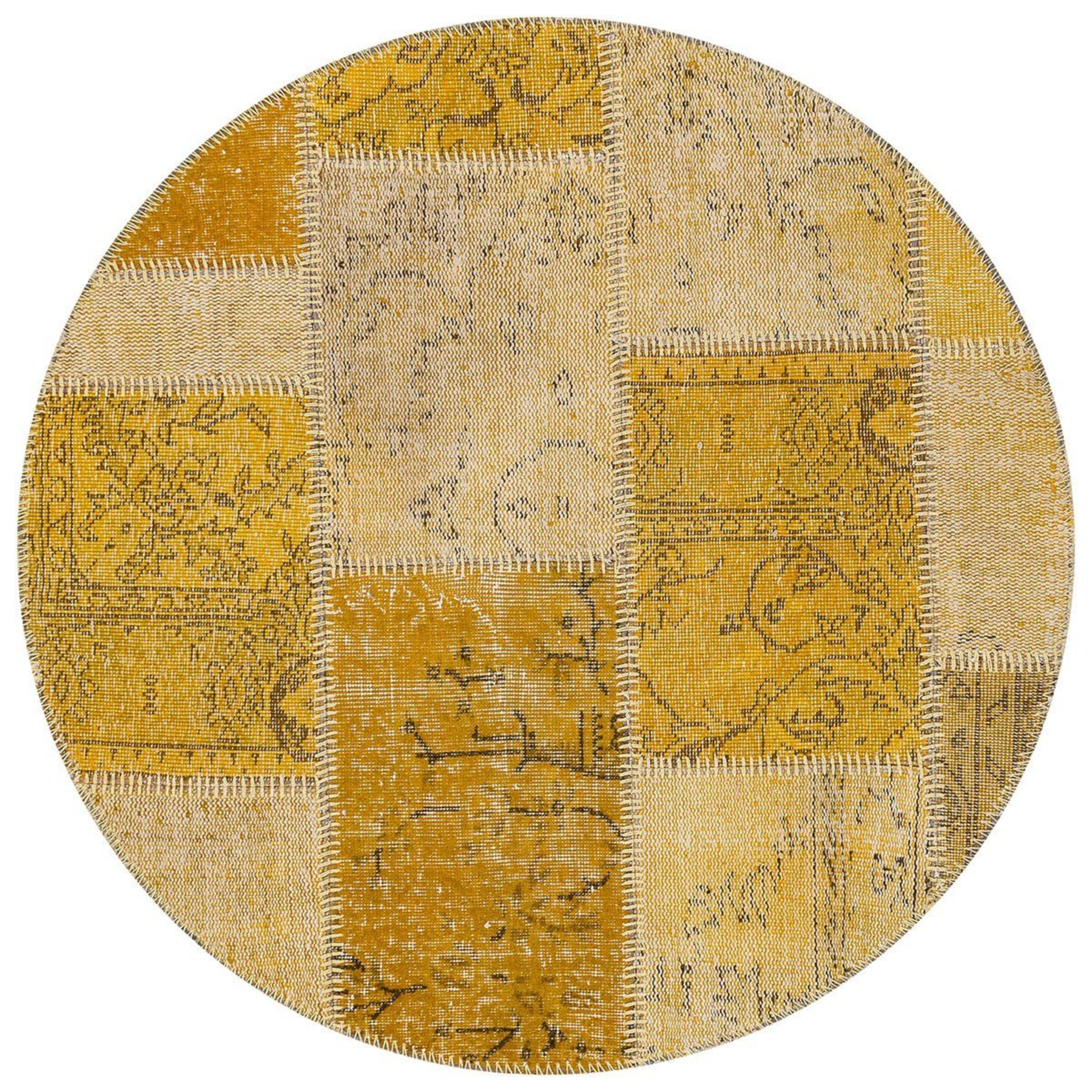 Isabelline Modern Kabishayan Handmade Yellow Round Area Rug | Wayfair