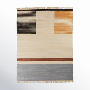 AllModern Avenue Southwestern Handwoven Cotton Cream/Black Area Rug ...