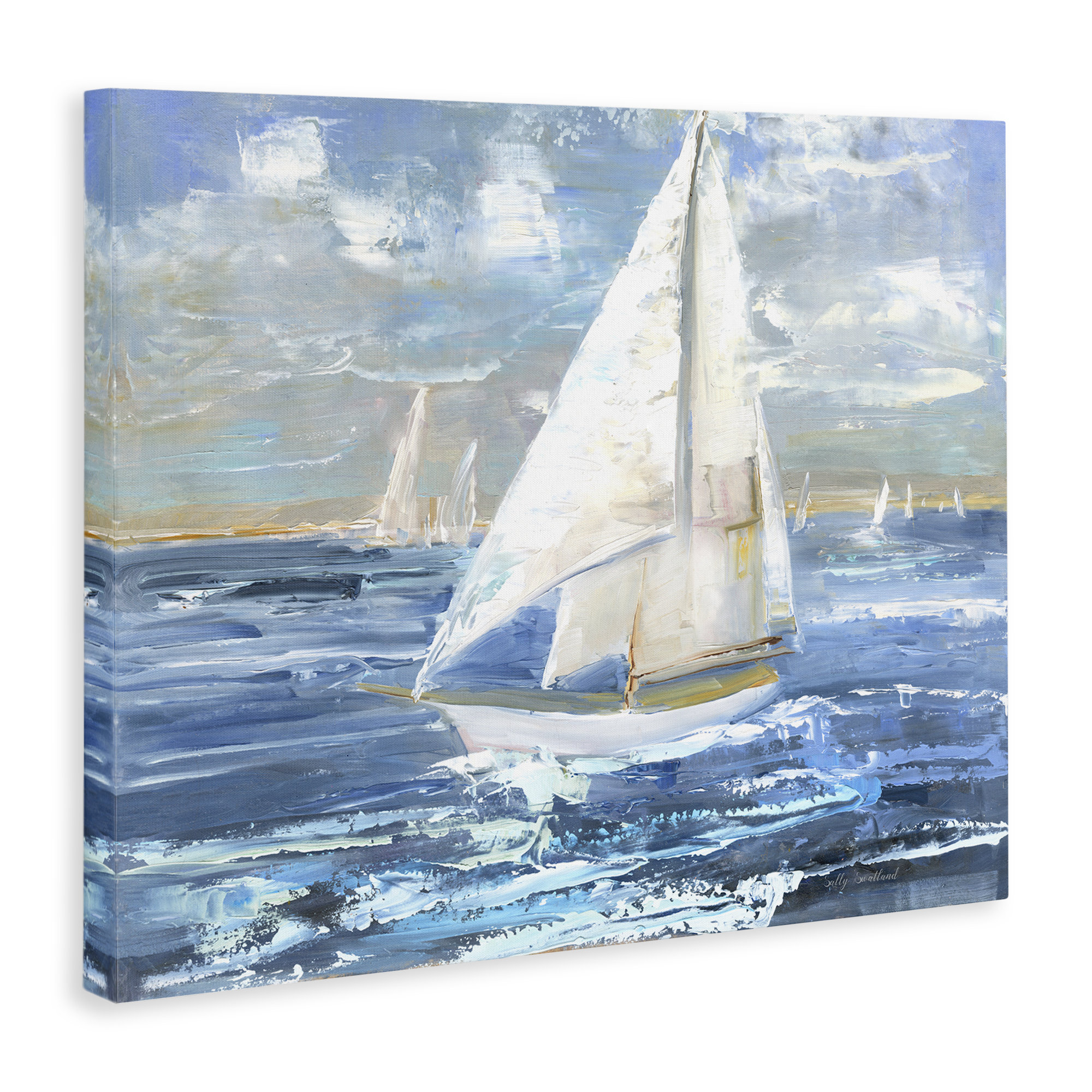 Breakwater Bay Sailing Choppy Waves Canvas Wall Art by Sally Swatland ...