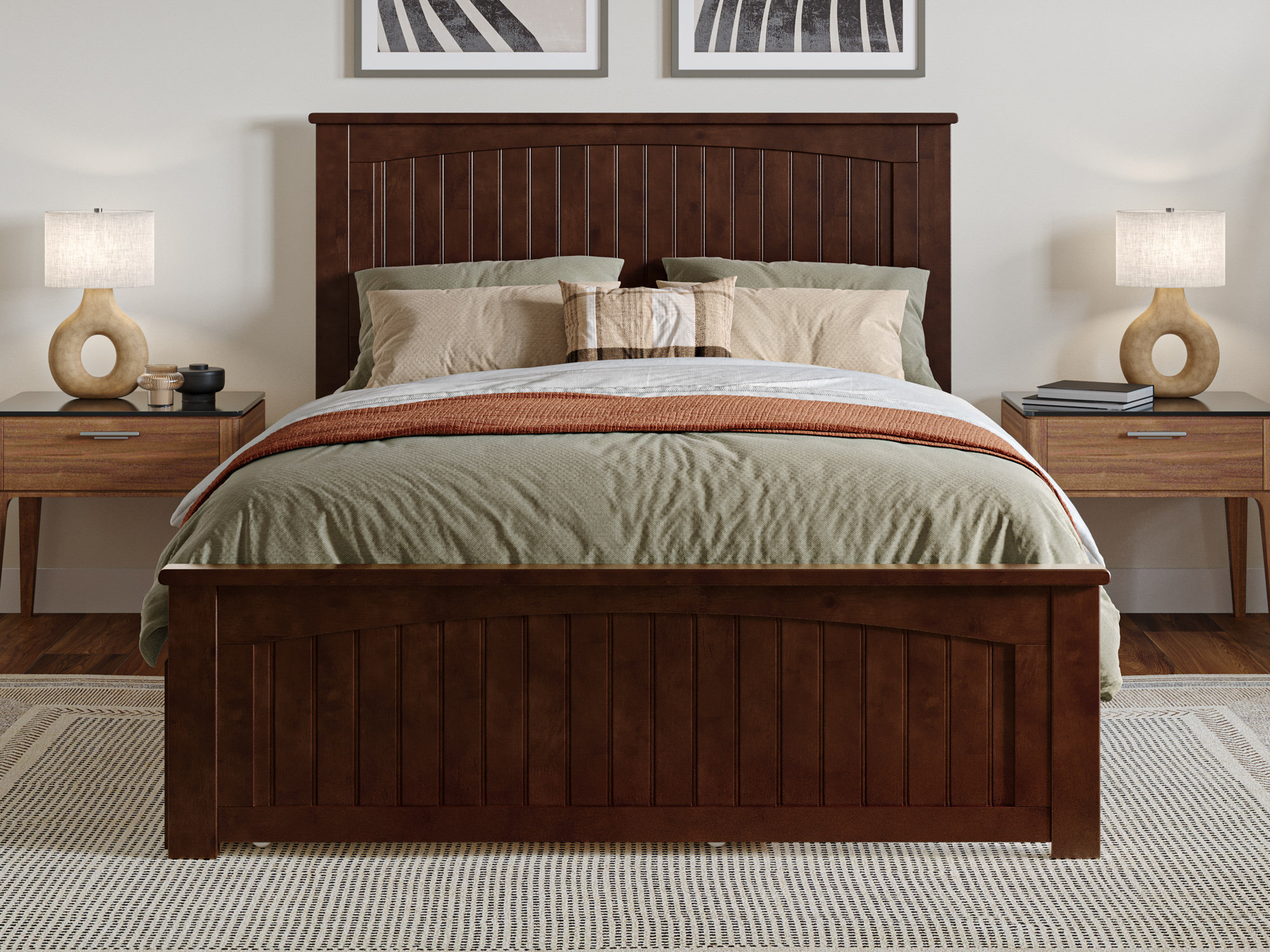 AFI Furnishings Nantucket Full Solid Wood Platform Bed with Matching ...
