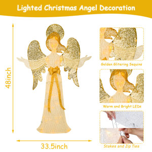 The Holiday Aisle® Christmas Angel Tinsel Outdoor Lighted Pre-lit Led ...