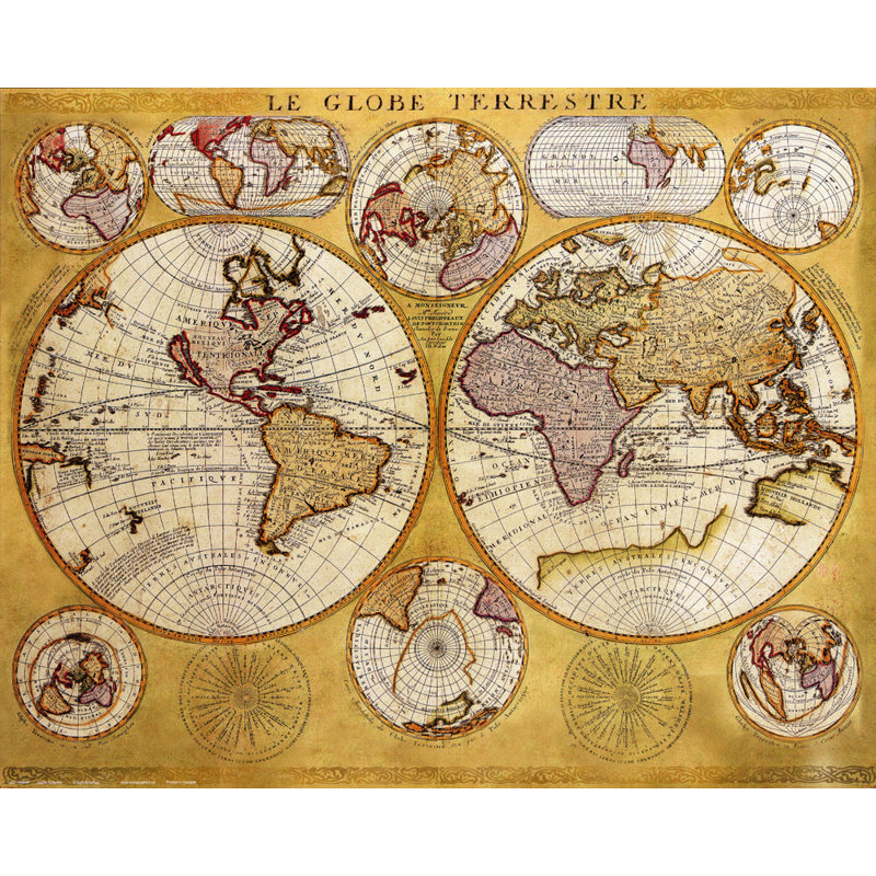 Lark Manor™ Antique Map - Globe Terrestre | Wayfair