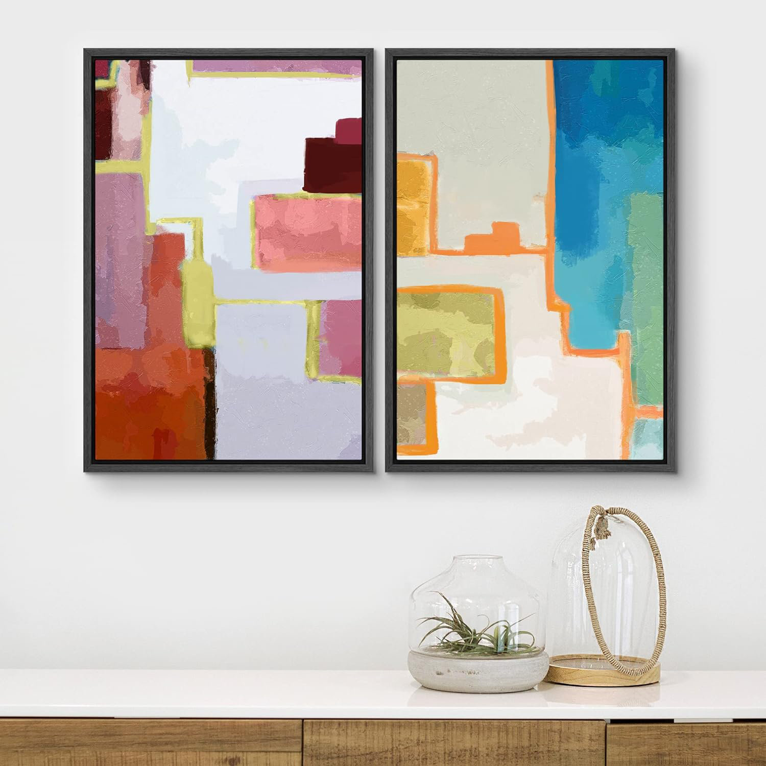 wall26 " Mid-Century Spiral Wave Collage " 2 - Pieces on | Wayfair