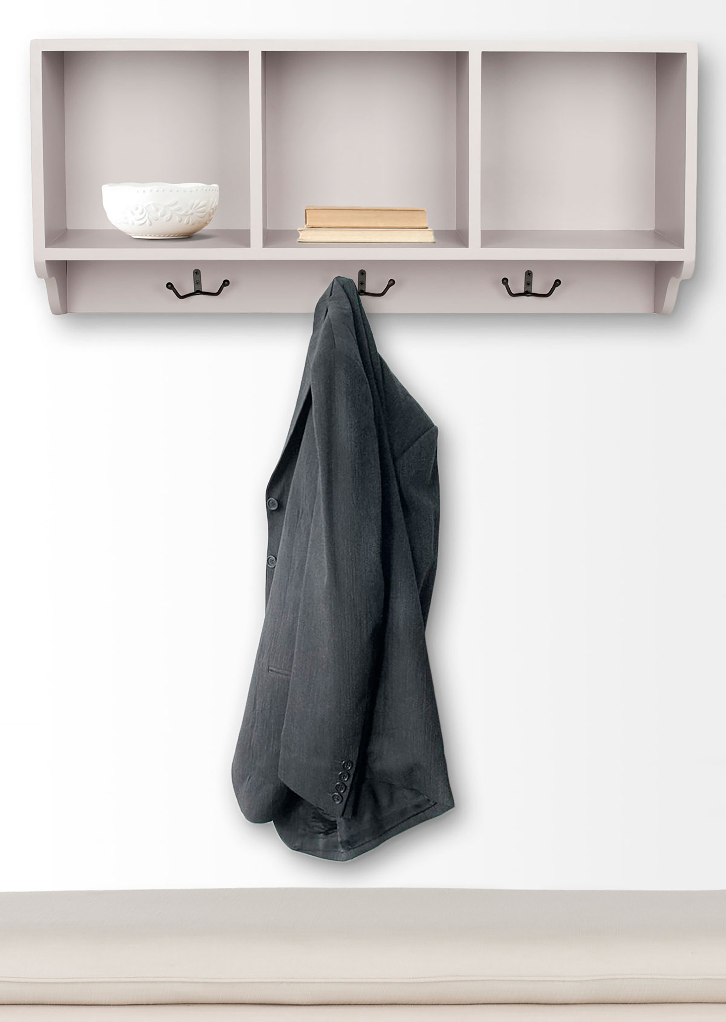 Trio Supply House Alice 3 - Hook Wall Mounted Coat Rack with Storage ...