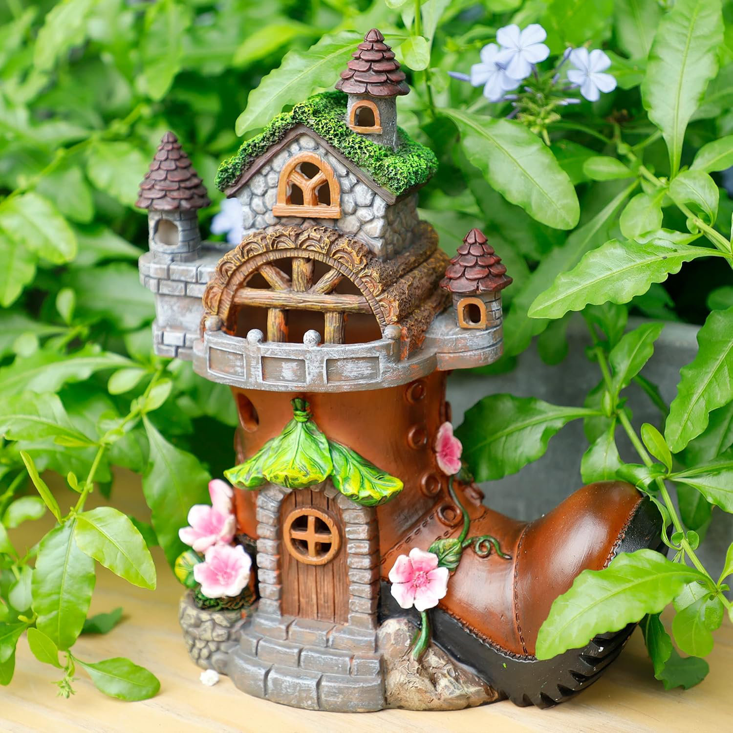 Rosalind Wheeler Fairy House Garden Statues with Boots | Wayfair