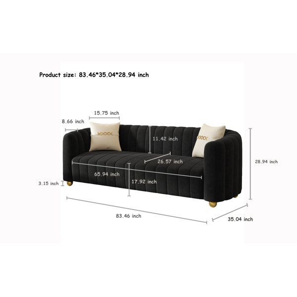 Mercer41 Beonica 83.46'' Velvet Sofa & Reviews | Wayfair