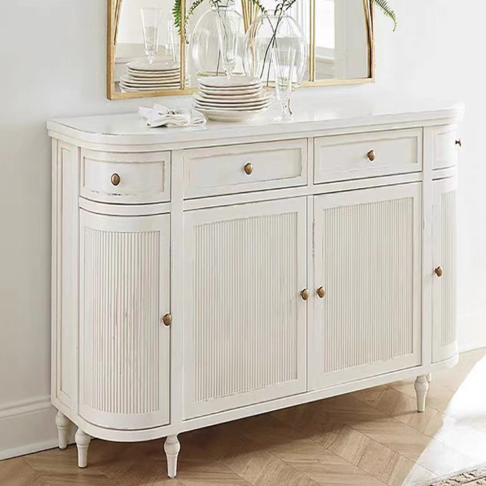 Dream cabinet Solid Wood Vintage Simple Carved Storage Cabinet ...