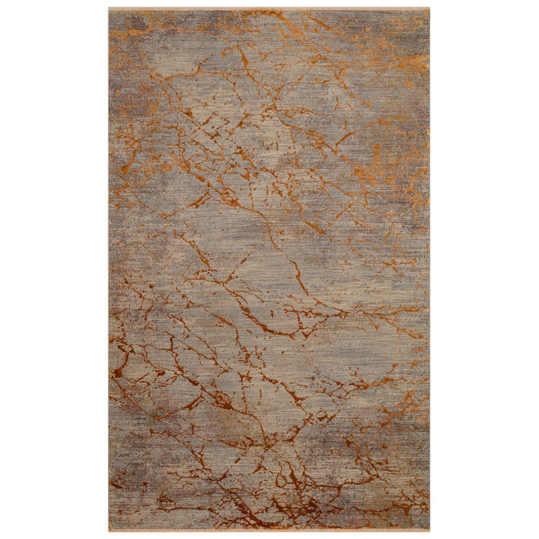 Ivy Bronx Charleen Copper Modern Polyester Machine Made Area Rug ...
