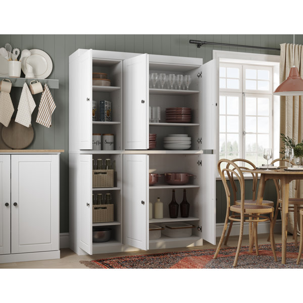Wildon Home® Nicu 100% Solid Wood Tall Kitchen Pantry Cabinet with ...