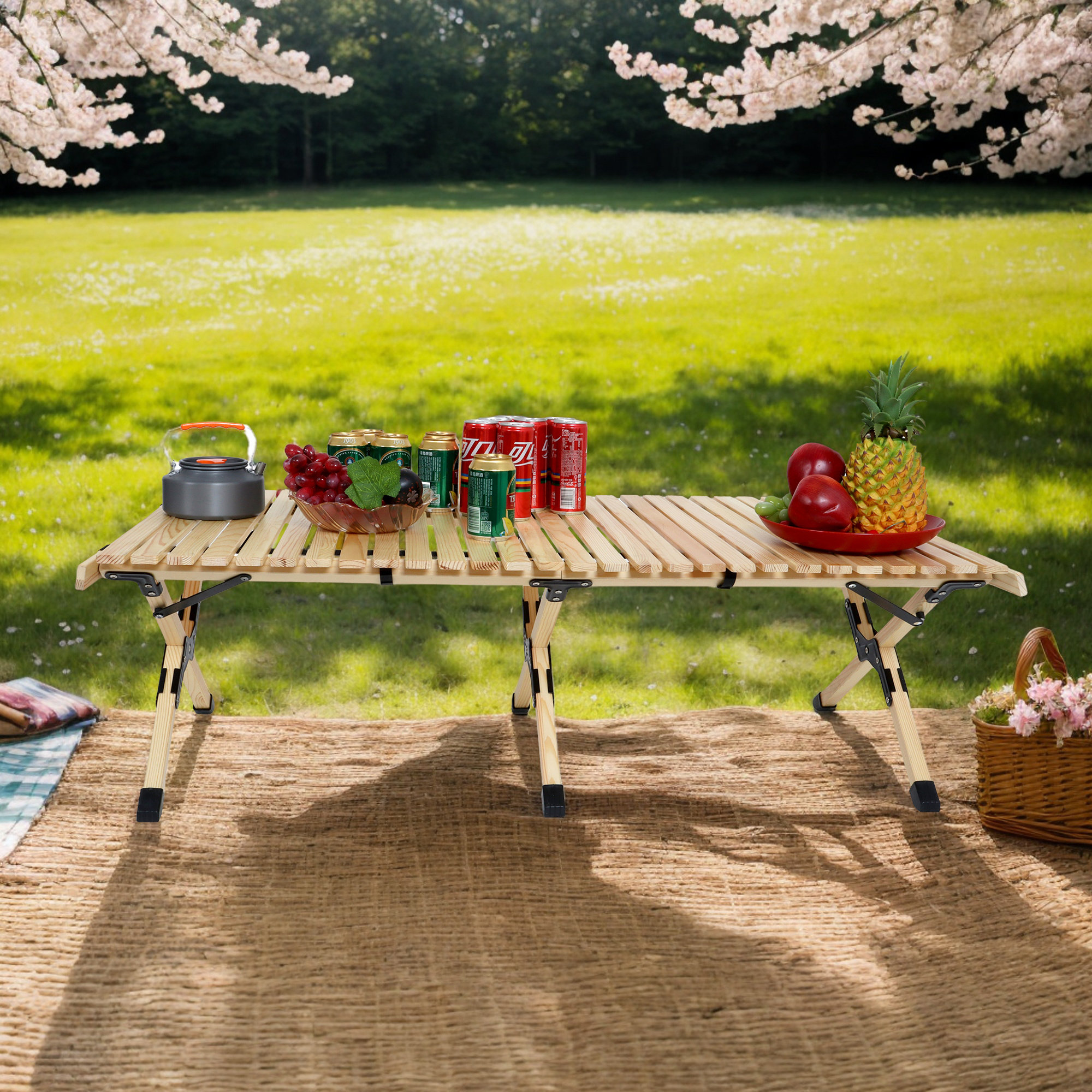 Arlmont & Co. Wood Outdoor Foldable Table | Wayfair