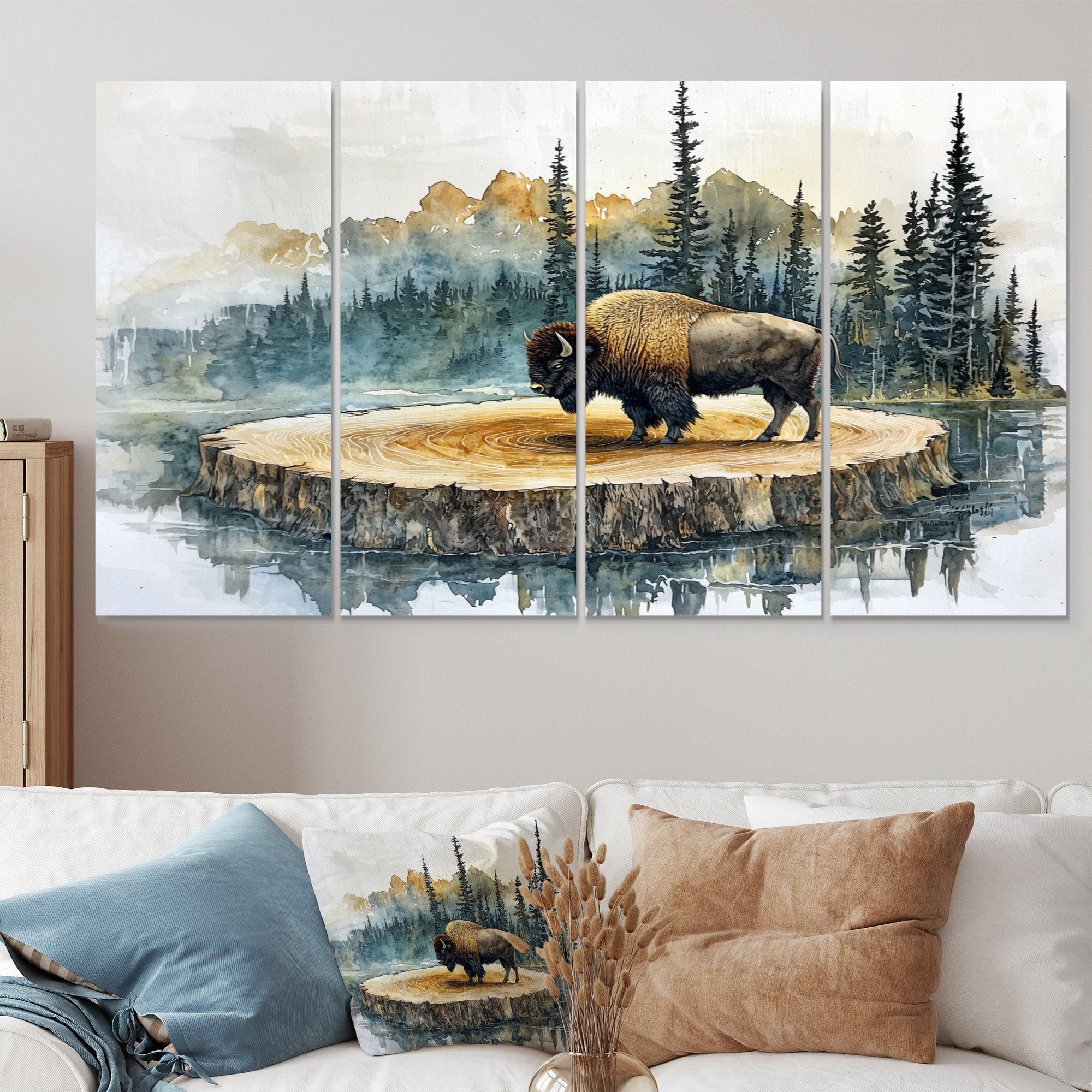 Millwood Pines American Bison Into A Summer Landscape I - Buffalo ...