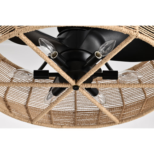 Warehouse of Tiffany Akasha 28 Inch Rattan Rope Ceiling Fan 6 Light ...