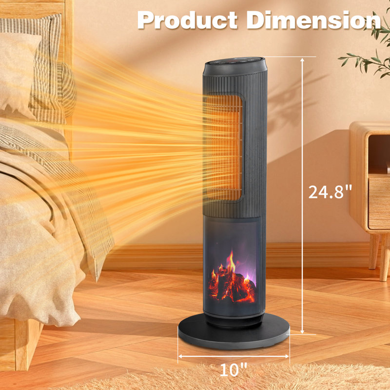 Winado 1500 W Electric Tower Space Heater With 3D Realistic Flame ...