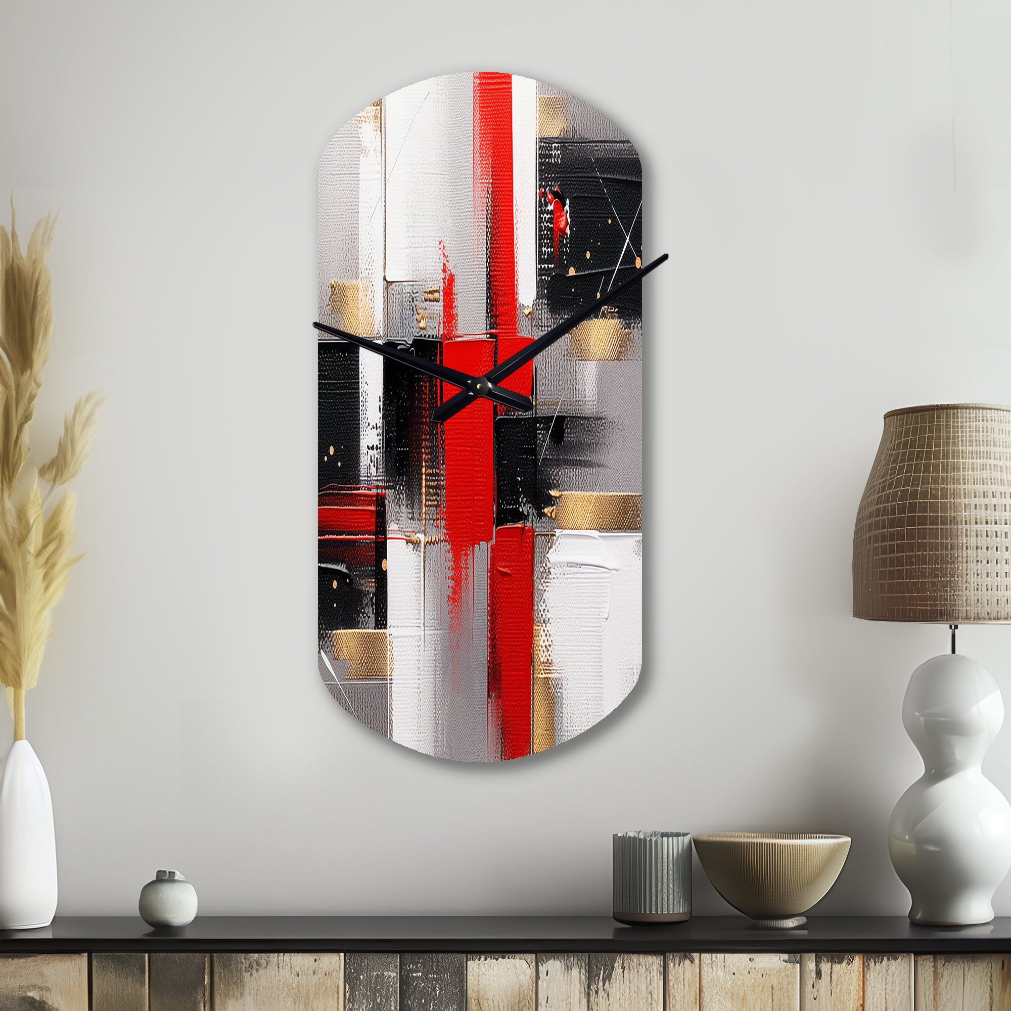 Design Art Red and Gold Cubic Abstract I - Cubism Cylinder Metal Wall ...