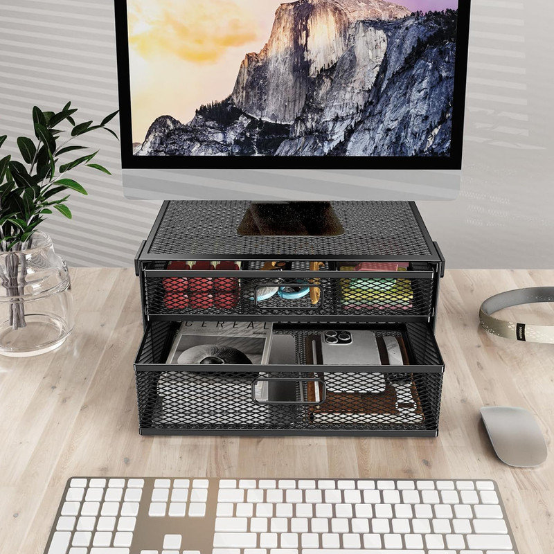 Latitude Run® Under Desk Storage Drawer Container 2 Slide Out Cabinet ...