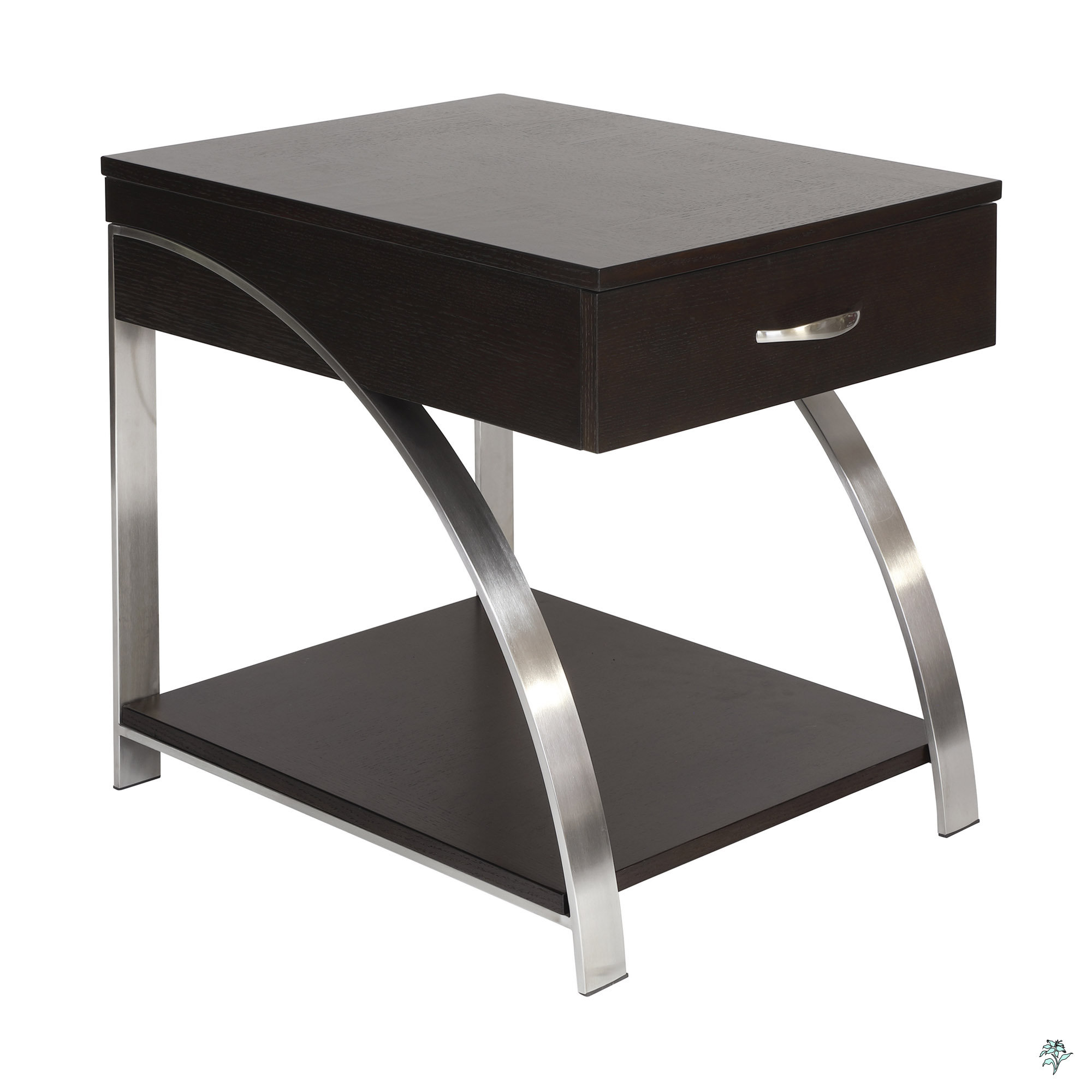 Brayden Studio® End Table With Drawer Bottom Shelf Chrome Metal Finish ...