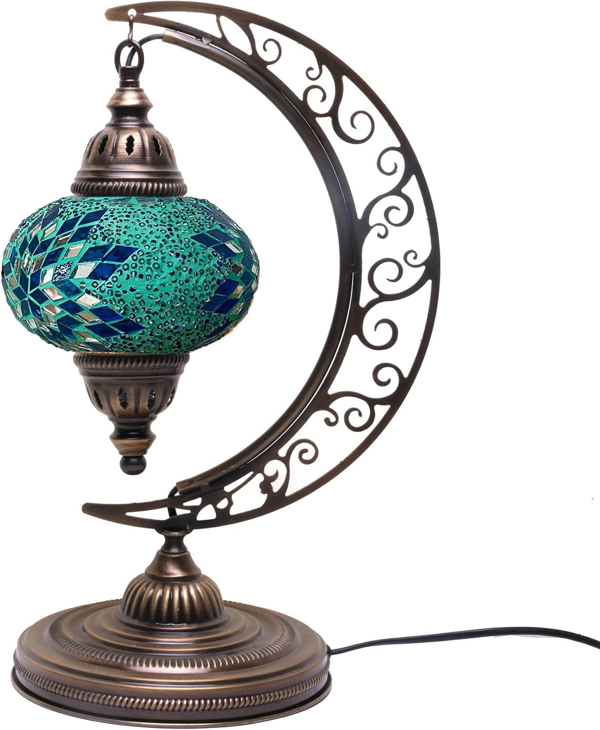 Bungalow Rose Turkish Mosaic Moon Lamp, Handcrafted Moroccan Table And ...