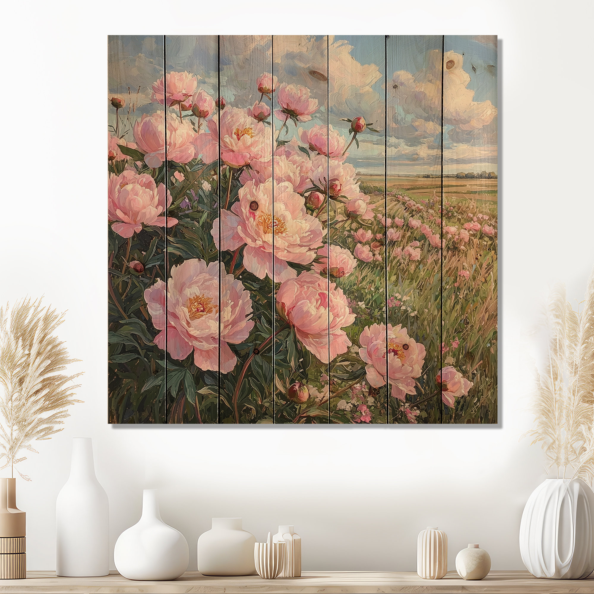 Ophelia & Co. Peonies At The Farms Edge I - Peonies Wood Wall Decor ...