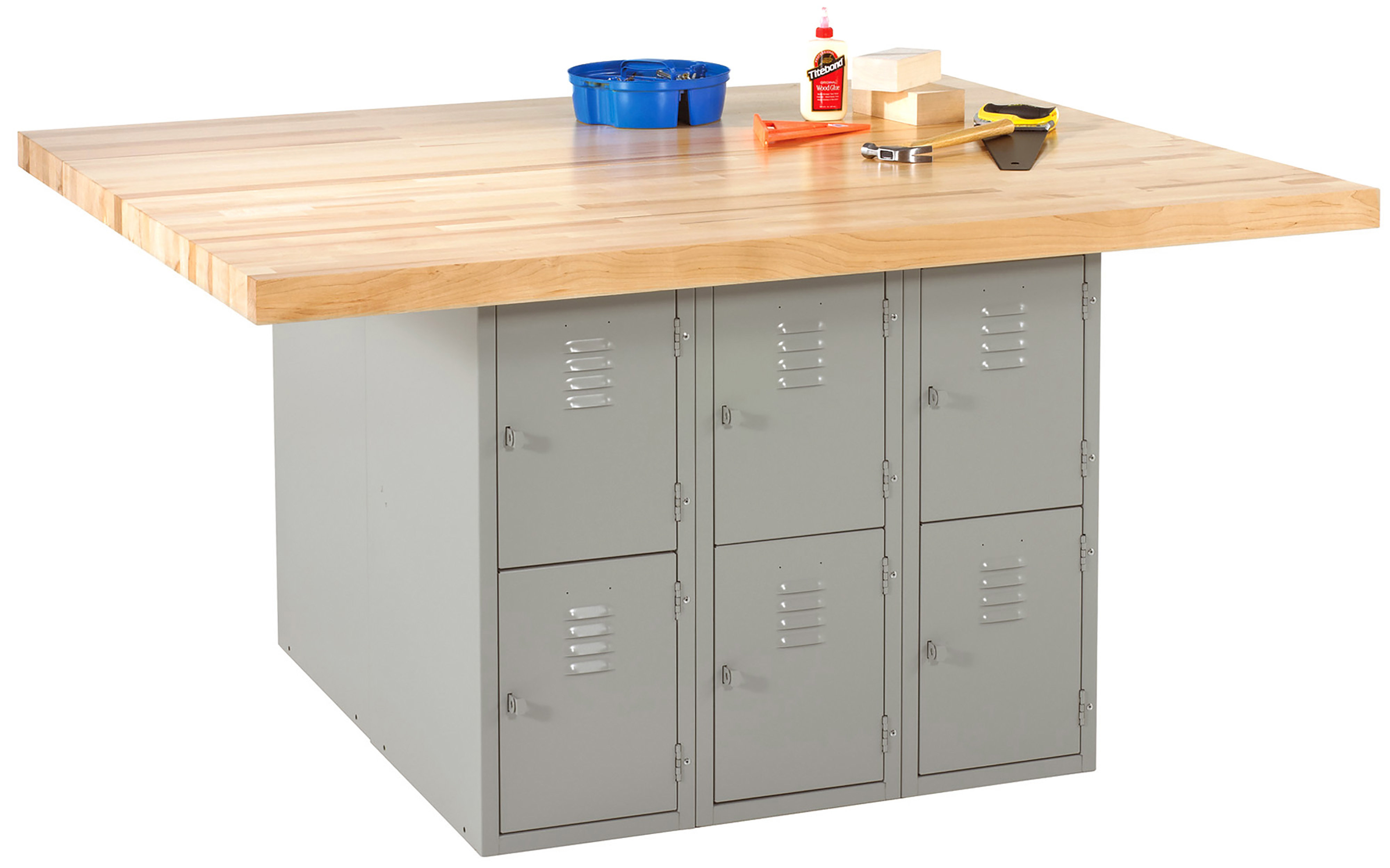 Shain Four Station 64"W Wood Top Workbench | Wayfair
