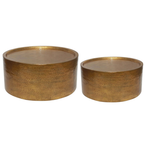 NACH Brass Drum Table Set | Wayfair