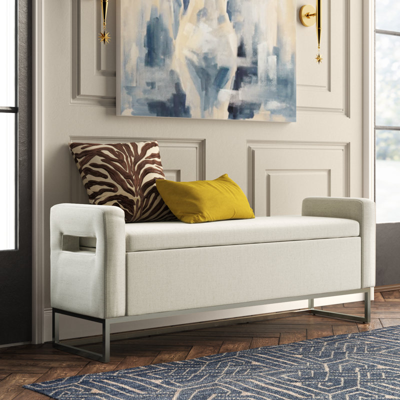 Wade Logan® Anavaeh Minimalist 59'' Wide Upholstered Flip Top Storage ...