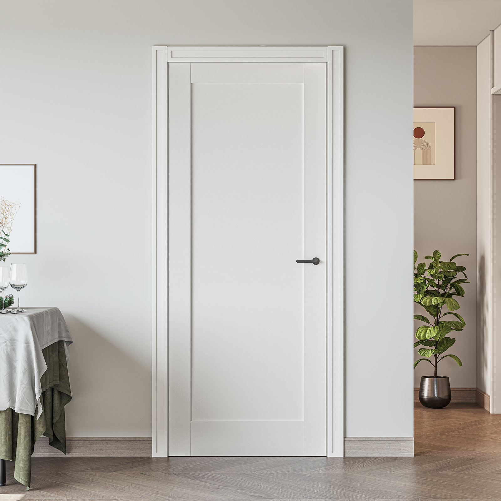 SMARTSTANDARD 80" Primed 1-Paneled Solid Manufactured Wood Slab Door ...