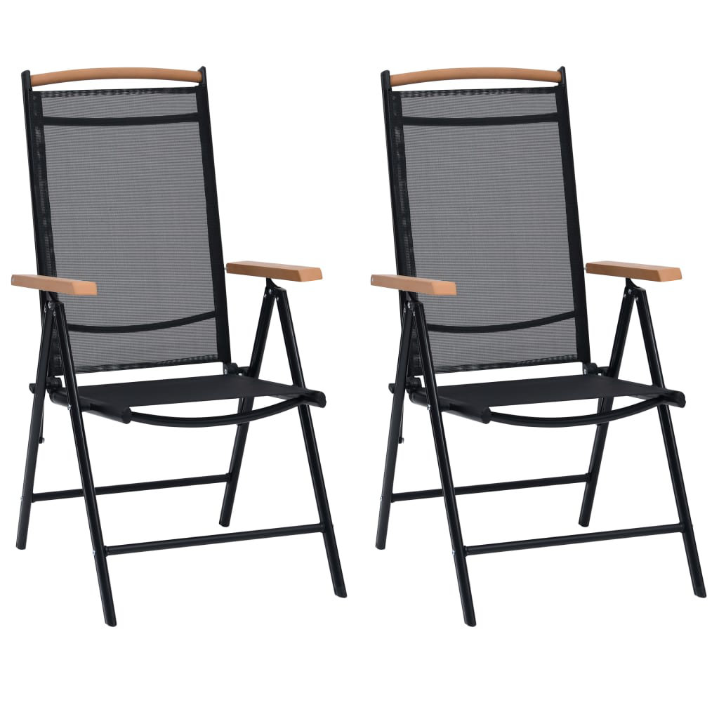 Arlmont & Co. Folding Patio Chairs Aluminum and PVC-coated polyester ...