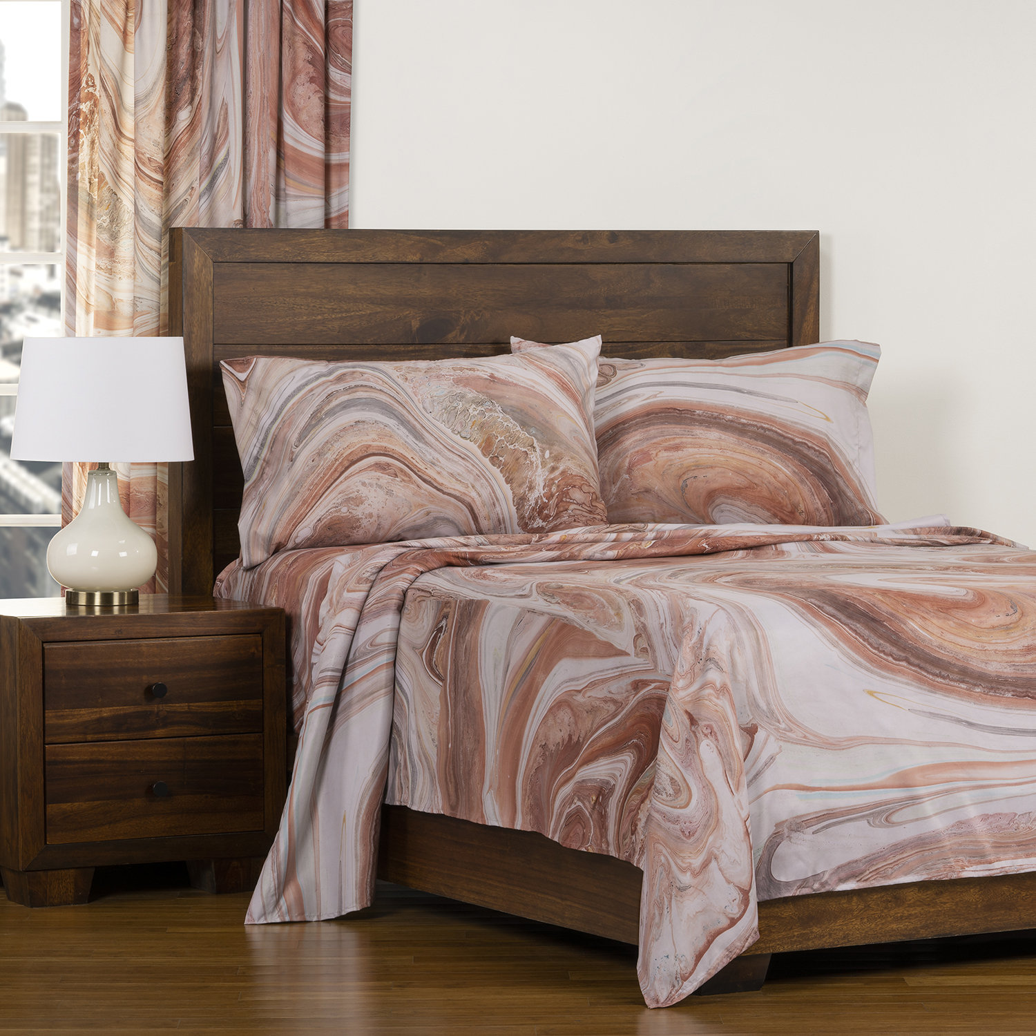 THE ART OF MARBLING Bedrock Marbled Abstract Microfiber Sheet Set | Wayfair
