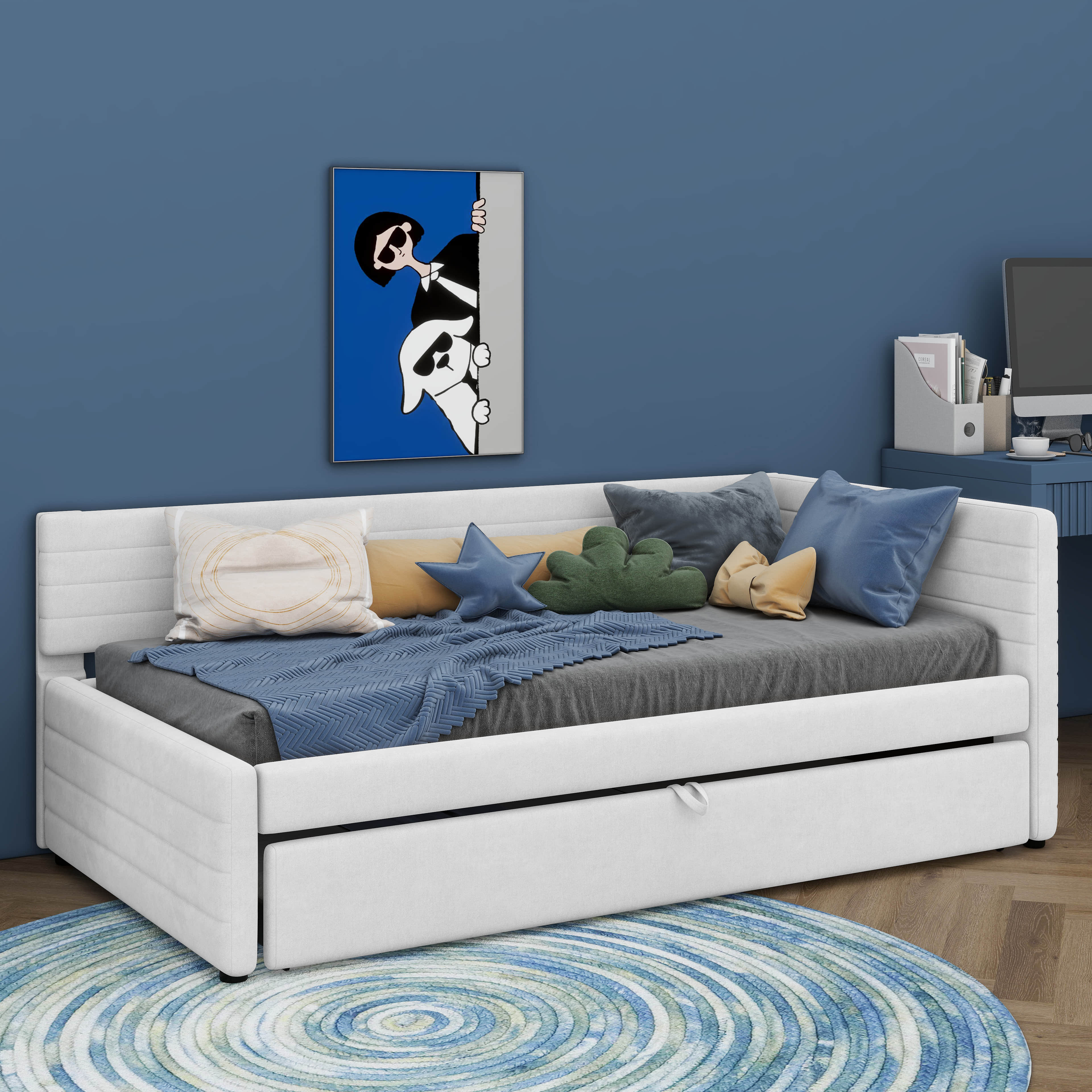 Mercer41 Upholstered Daybed Featuring An Underbed Trundle | Wayfair