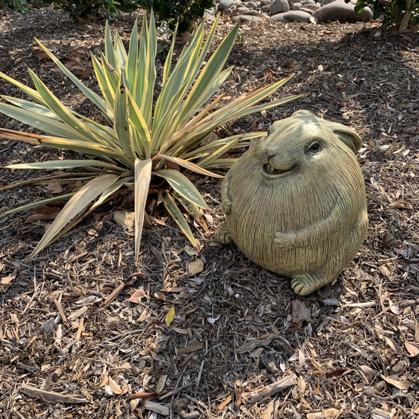 Winston Porter Telauges Bunny / Rabbit UV Resistant Stone Garden Statue ...