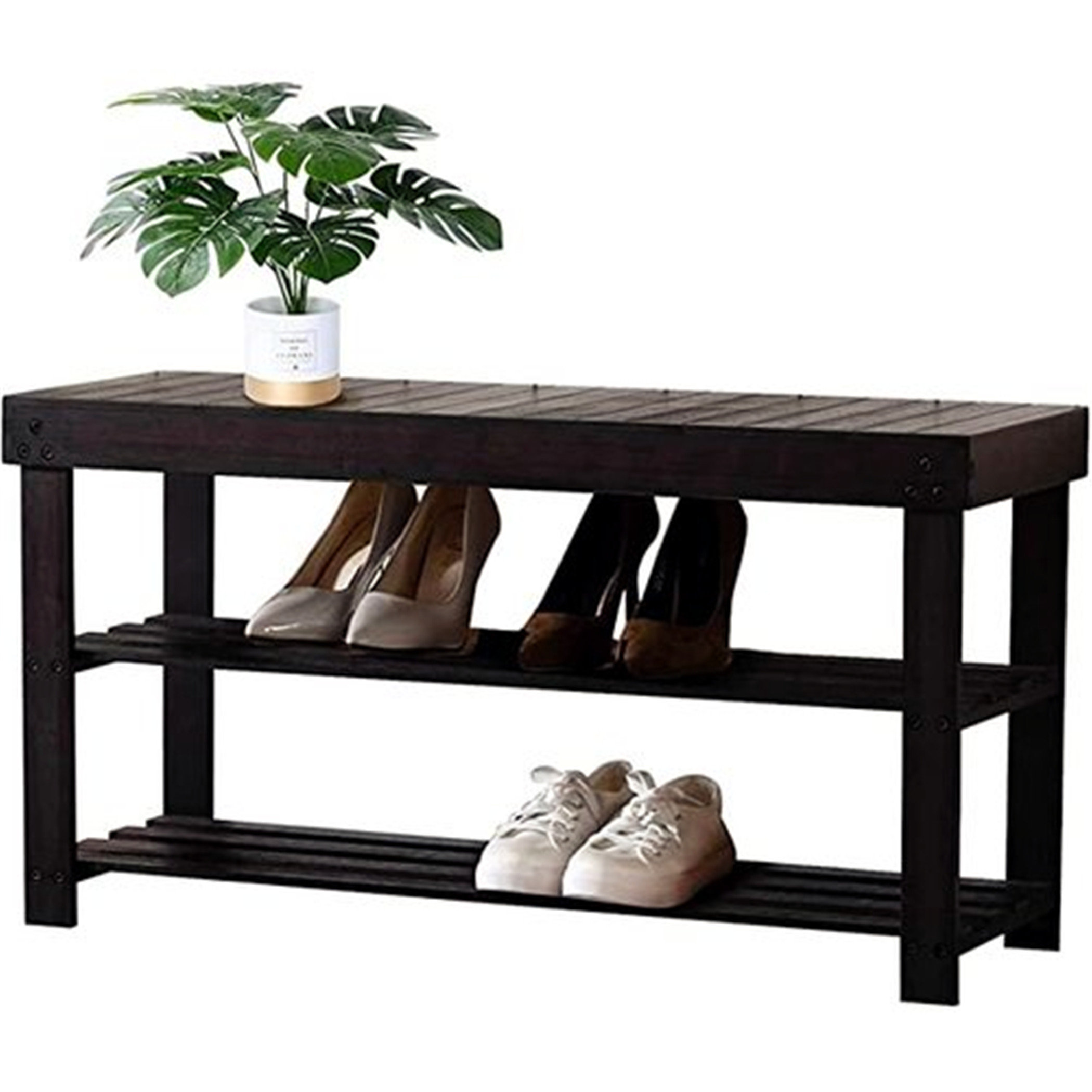 Wildon Home® 3 Tier Standing Shoe Rack Bench Bamboo Storage Organizer ...