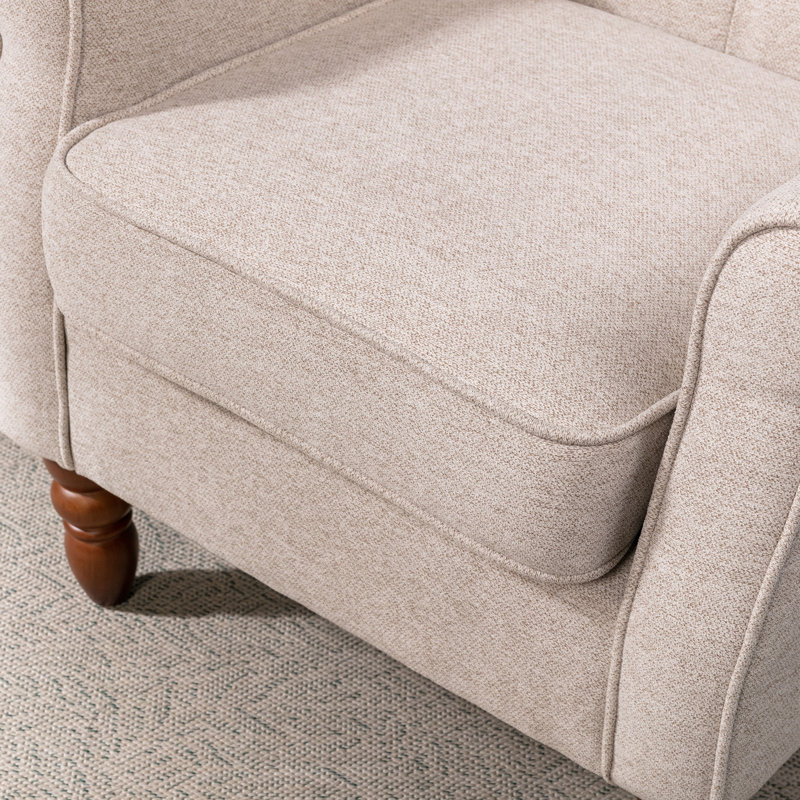 Mercer41 Button-Tufted Small Wingback Accent Chair with Rolled Arm and ...