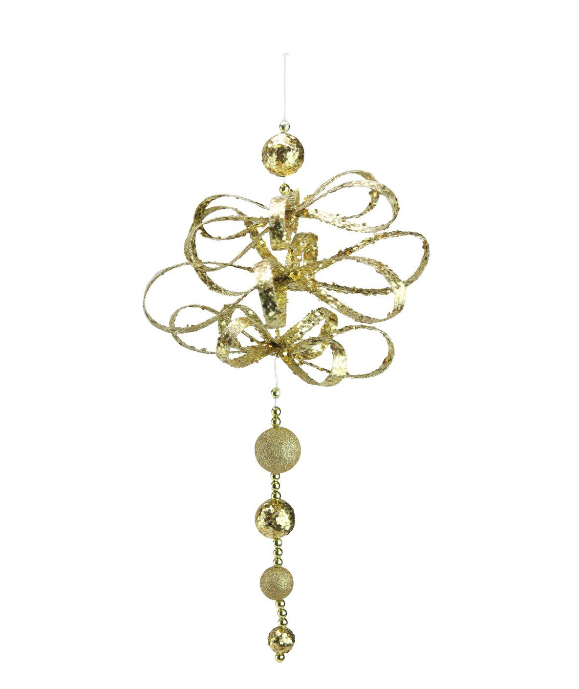 The Holiday Aisle® 18.5" Gold Two Finish Whimsical Glittered Loop ...