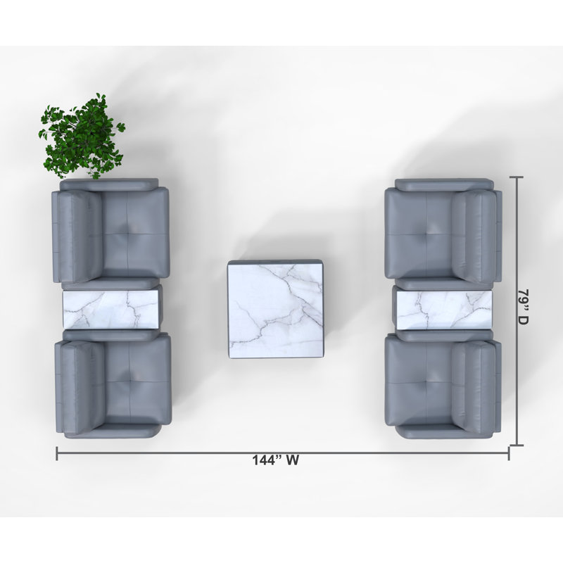 Reunion 4 Person Waiting Room Reception Chairs with Charging Tables Set ...